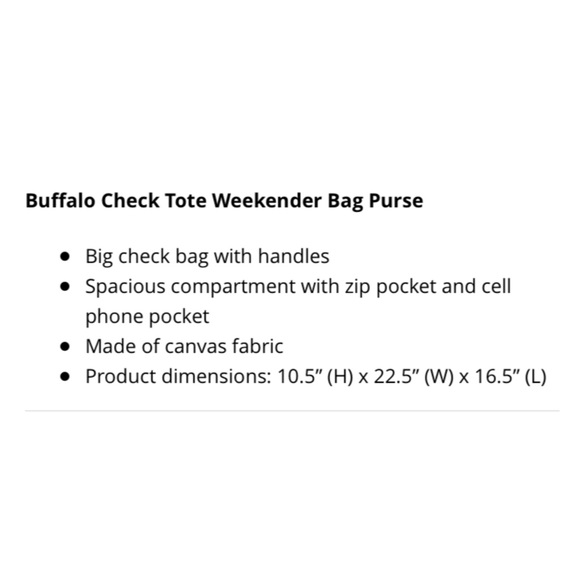 Bags | New Buffalo Check Weekender Bag Red Canvas | Poshmark